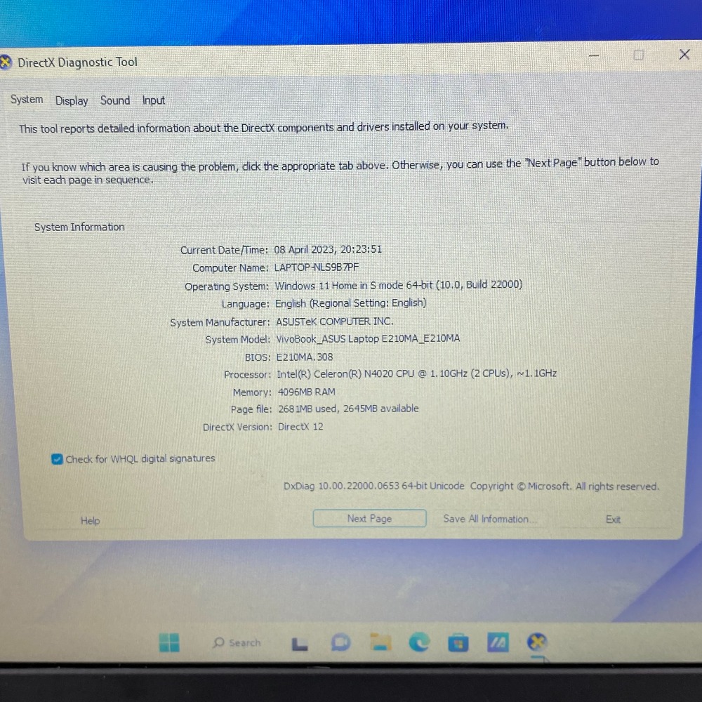 Pre-owned ASUS E210M 64GB SSD - 4GB RAM WINDOWS 11 - Own4Less